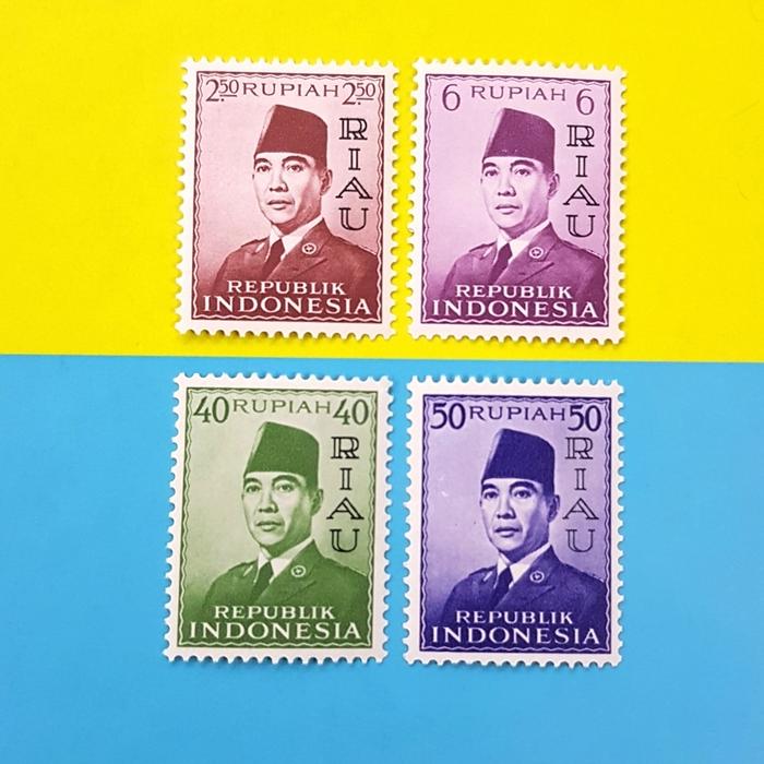 Jual Perangko/Prangko INDONESIA Presiden SOEKARNO cetak tindih RIAU ...