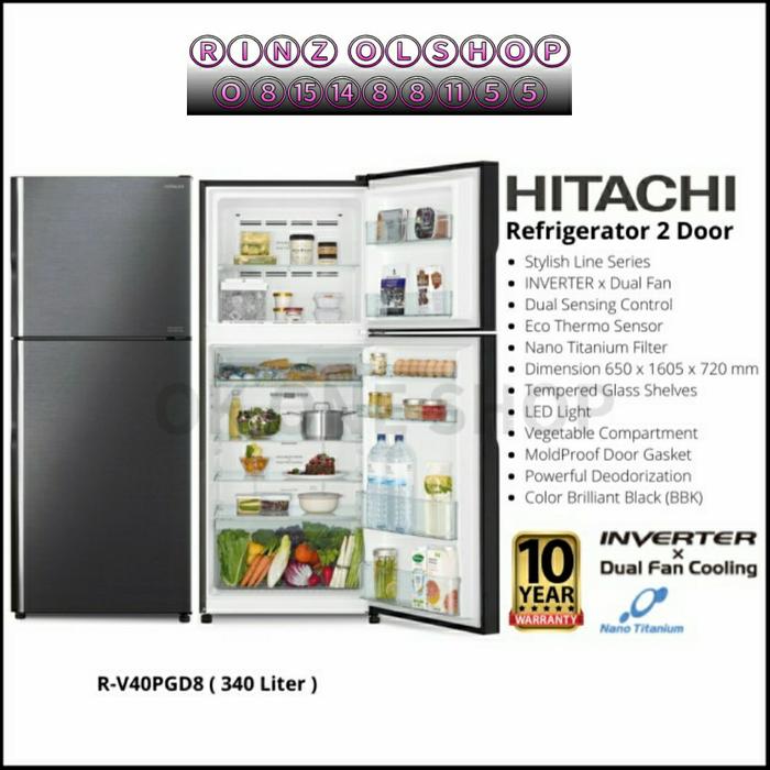 Promo KULKAS HITACHI R-V40PGD8 BSL 2 PINTU INVERTER DUAL COOLING RV40PGD8 Cicil 0% 3x - Jakarta ...