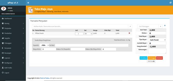 Jual Sources Program Penjualan (POS v2) Codeigniter - Kota Bandung ...