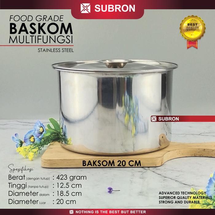 Promo SUBRON Baskom bumbu serbaguna tebal dalam plus tutup stainless 18 ...