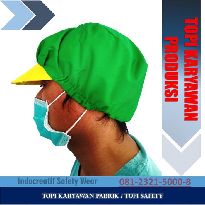 Jual Topi Karyawan Produksi Pabrik Makanan Sanggul Pet Safety Hijau ...