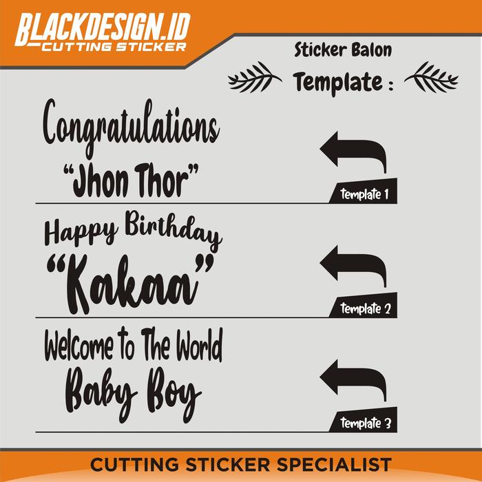 Jual sticker balon happy birthday / sticker hbd balon custom nama ...