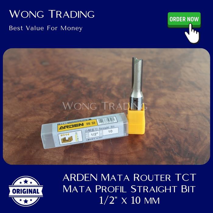 Jual Mata Profil Kayu Mata Router Bit Lurus ARDEN 1/2" x 10 mm x 30 mm ...