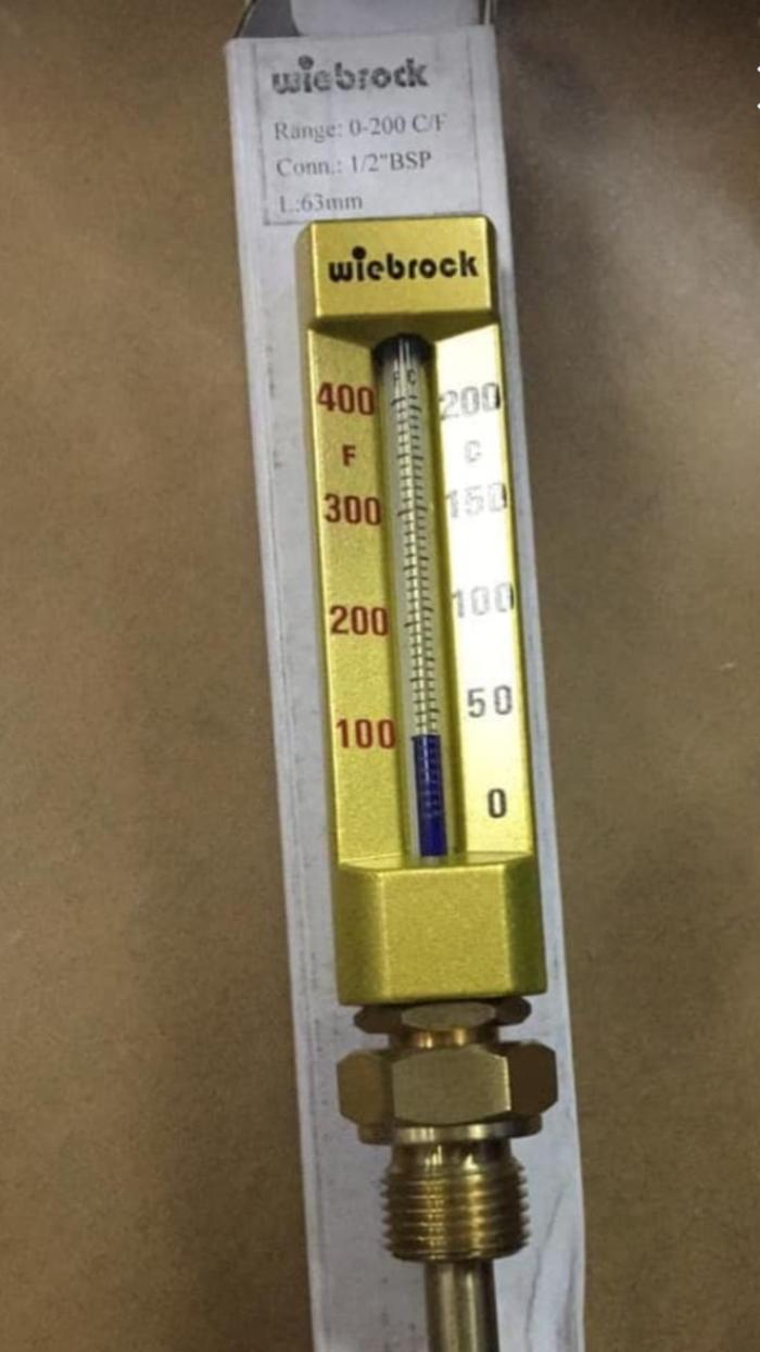 Jual Termometer Pipa Wiebrock 0-200 C panjang stik 6cm drat 1/2" NPT ...