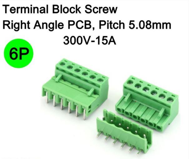 Jual 6P Plugable Terminal Block 6 Pin Right Angle 90 Connector 2EDG 5 ...