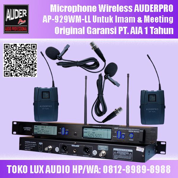 Jual Microphone wireless AUDERPRO AP-929WM-LL 2 mic jepit atau clip-on ...