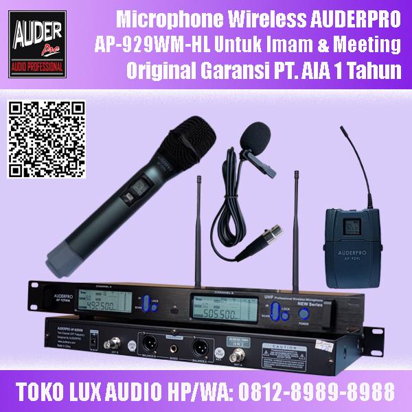 Jual Microphone wireless AUDERPRO AP-929WM-HL 1 mic genggam dan 1 mic ...