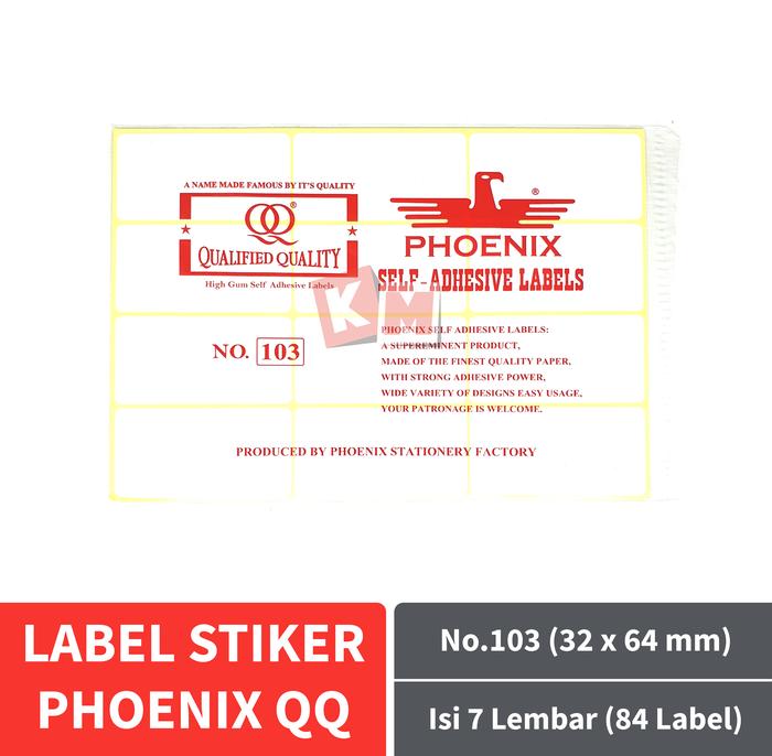 Jual Label Stiker Phoenix QQ No.103 Kertas Harga Nama Undangan 32 x 64 ...