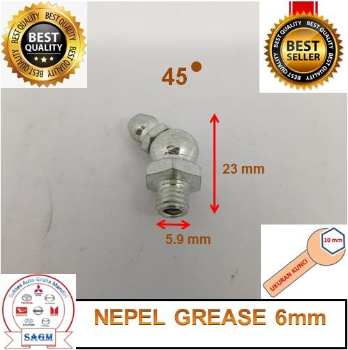 Jual NEPEL NIPPLE GREASE GEMUK PISPOT 6MM BENGKOK 45 DERAJAT - Kota ...