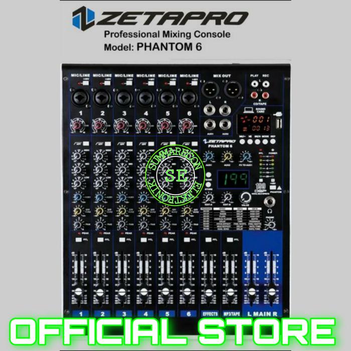 Jual mixer audio 6 channel original zetapro phantom 6 bluetooth usb pc ...
