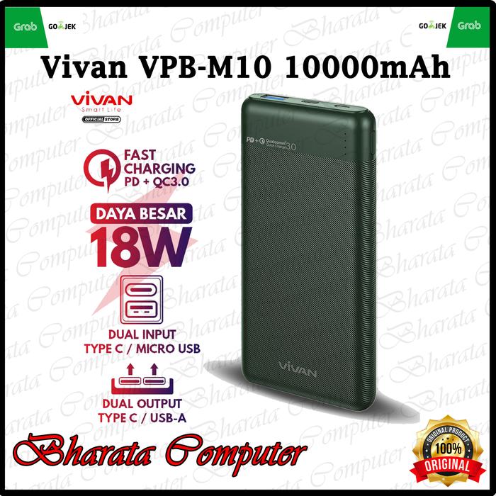 Jual Power Bank Vivan VPB-M10 10000mAh Dual Output & Input 18W 2 Way ...
