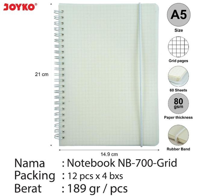 Jual buku note book joyko nb 700 grid kotak kotak a5 isi 60 lembar ...