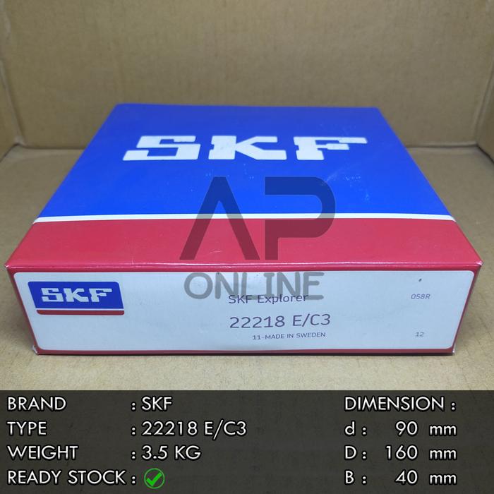 Jual Bearing 22218 E C3 SKF Spherical Roller Bearing - Kota Bandung ...
