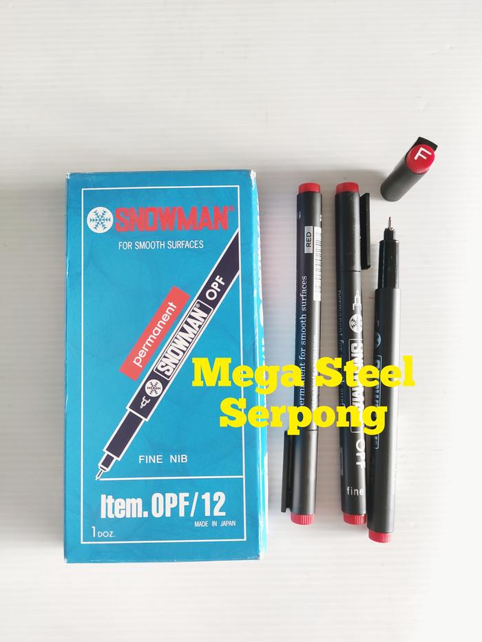 Jual Spidol pen Snowman OPF F Permanen warna Merah/ Red - Kota ...