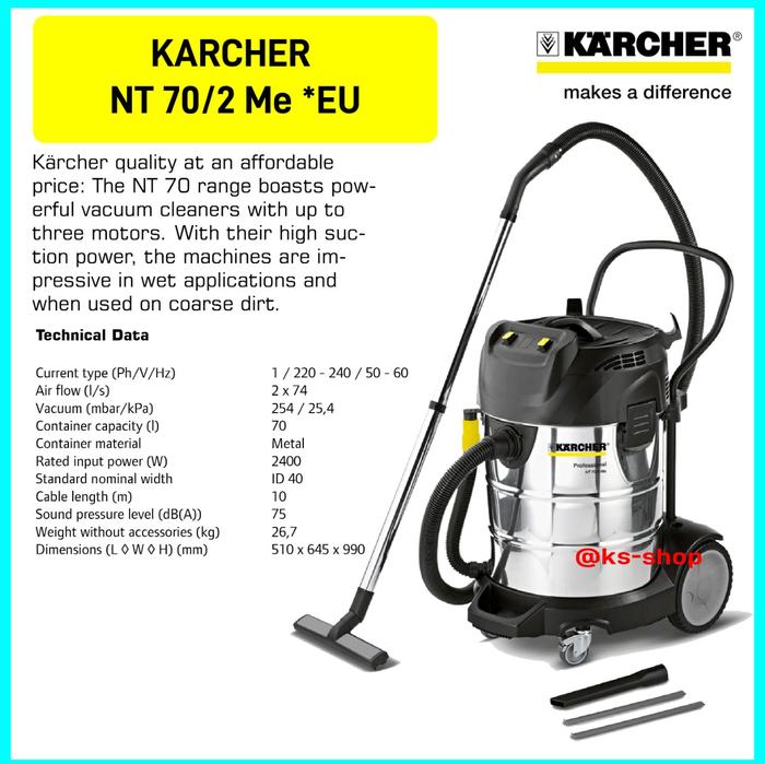 Jual Karcher Wet And Dry Vacuum Cleaner NT 70/2 Me *EU Tank 70L 2300 Watt - Jakarta Barat - Toko ...