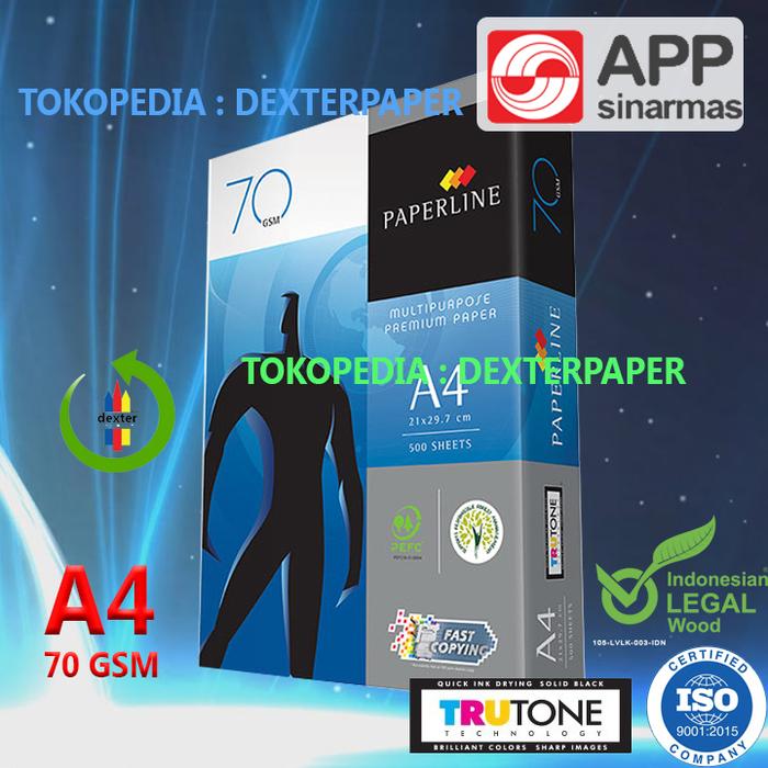 Jual 1 RIM (500 LEMBAR) KERTAS HVS A4 70GR PAPERLINE COPYPAPER DAN ...