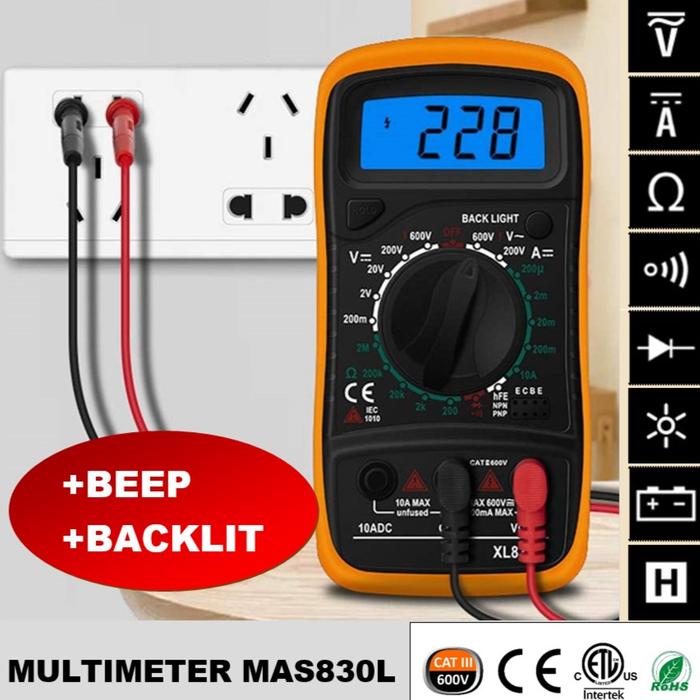 Jual Multitester Multimeter Avometer Digital MAS830L DT-830L Backlit ...