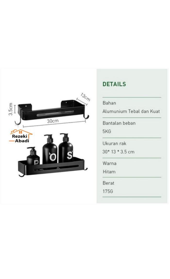 Jual Rak Kamar Mandi Alumunium Black Series SINGLE - Rak Dapur ...