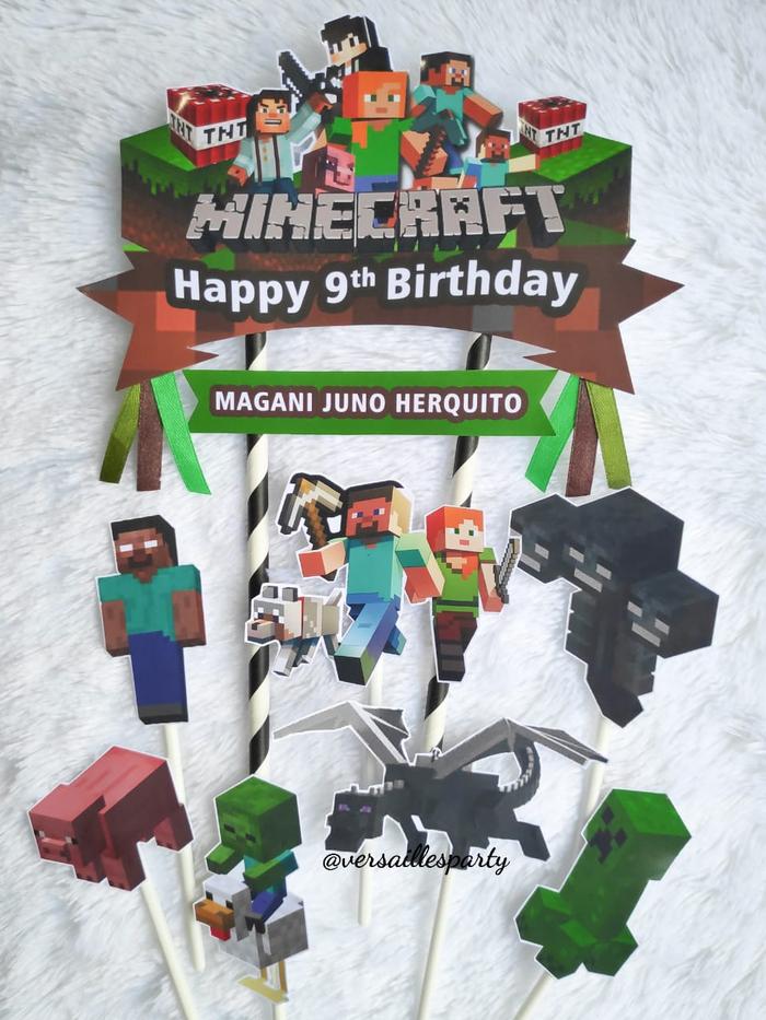 Jual Cake Topper Minecraft Land/ Topper Kue Minecraft 02 / Tusukan kue ...