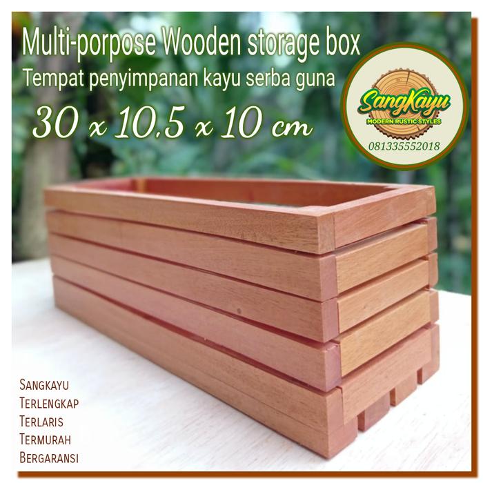 Jual Wooden storage box kayu P-30cm kotak tempat penyimpanan kayu ...