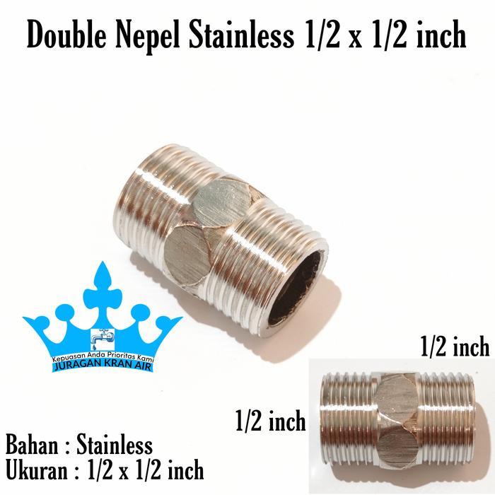 Jual Double Nipple 1/2 inch Stainless Dobel Nepel Neple Stenlis 304 ...