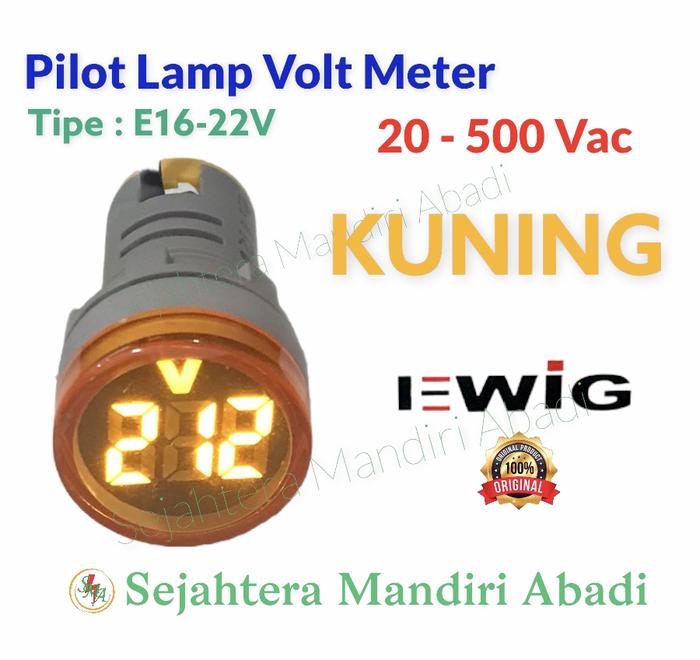 Jual Pilot Lamp Volt Meter Ewig 22mm E16-22V Lampu Panel 3 Warna 20 ...