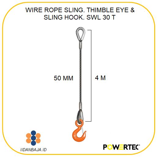 Jual WIRE ROPE SLING THIMBLE EYE & SLING HOOK 50 MM X 4 M X 30 T - Kota Tangerang - IBN Lifting ...