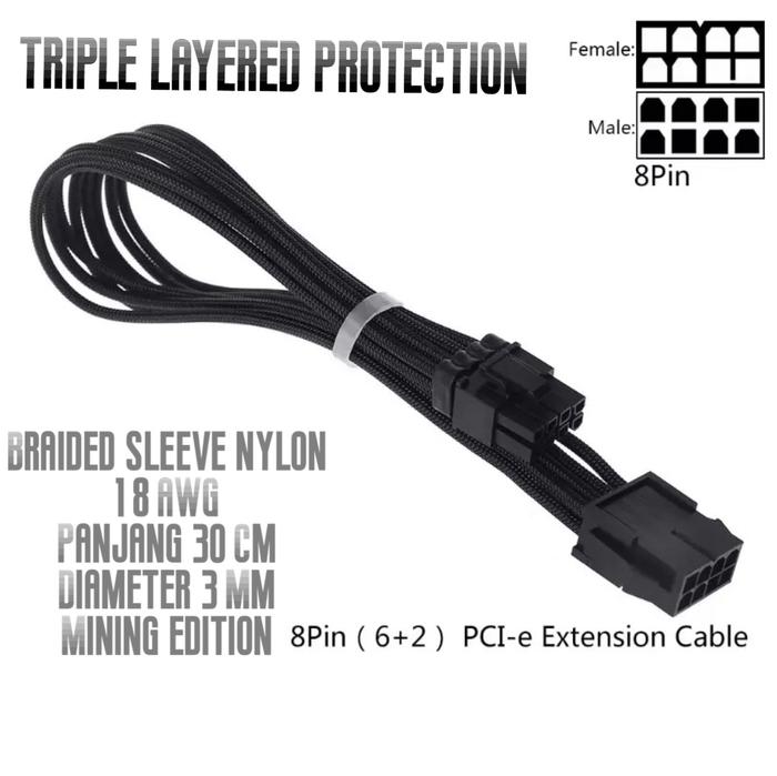 Jual KABEL 8 PIN EXTENSION TO 8(6+2) PIN EXTENDER SPLITTER VGA GPU ...