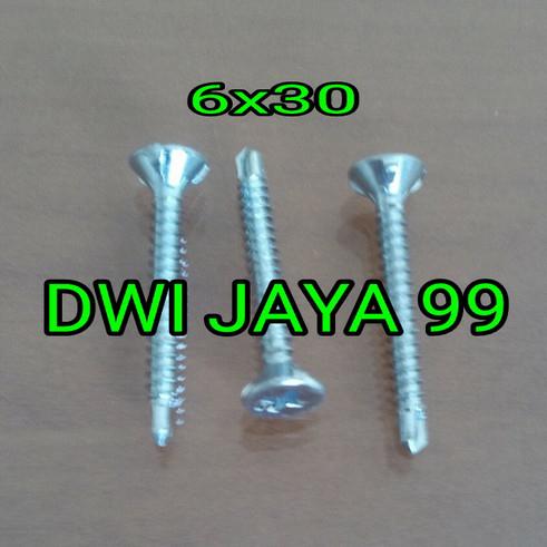 Jual 200 pcs sekrup 6x30 sds driling kalsi grc screw roofing fh jf ...