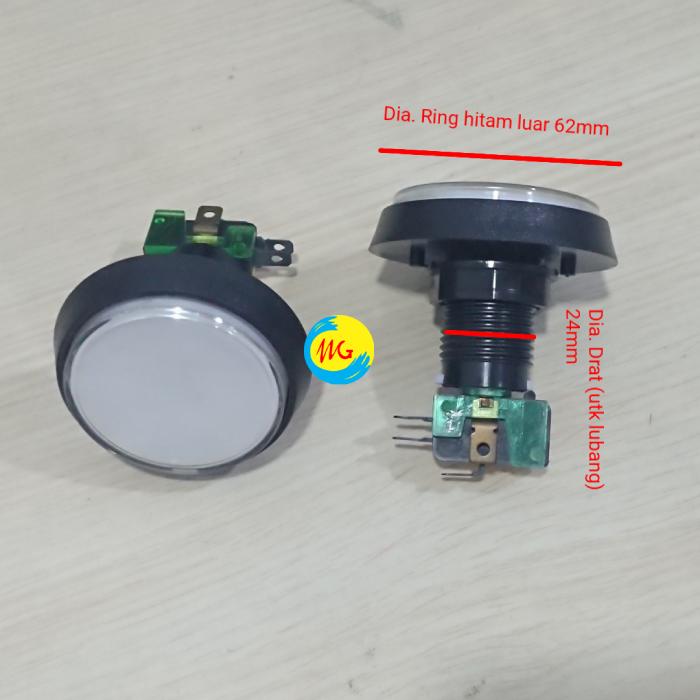 Jual Tombol Arcade Lampu BULAT RATA BESAR BIG DingDong PushOn Button ...
