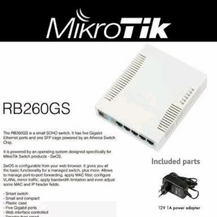 Jual Mikrotik RB260GS Switch 5Port Gigabit Manageable Switch 1 SFP ...