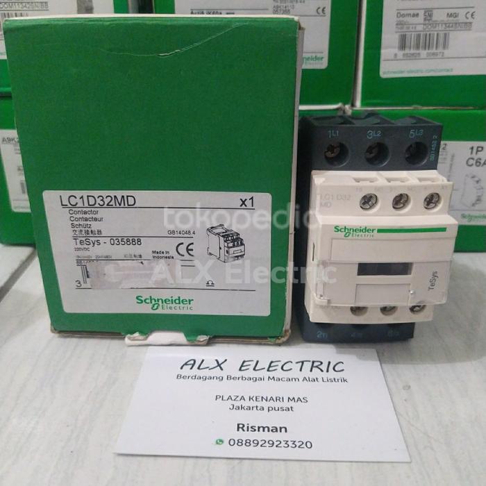 Jual KONTAKTOR SCHNEIDER LC1D32 3P 32A 220V DC LC1D32MD 220VDC ORIGINAL ...