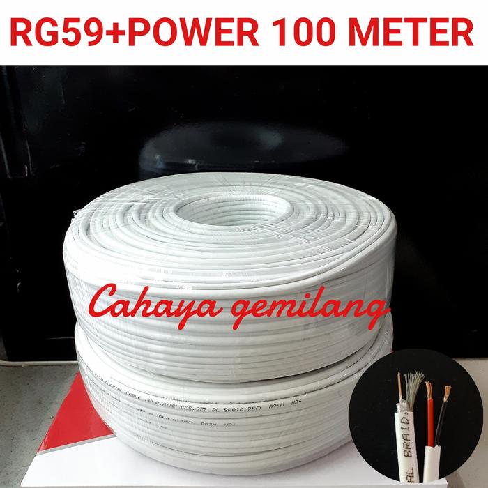 Jual KABEL CCTV COAXIAL RG59 PLUS POWER ISI 100 METER 95% BRAID ...