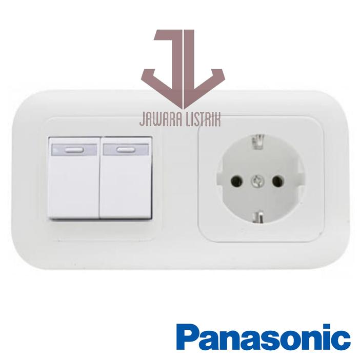 Jual SAKLAR SERI GANDA + STOP KONTAK NON CP 2 GANG PANASONIC 1 SET ...