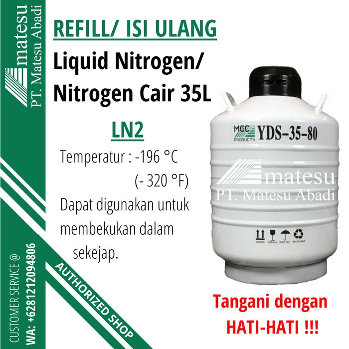 Jual Isi ulang/Refill Nitrogen Cair/Liquid Nitrogen 35 Liter - Jakarta ...