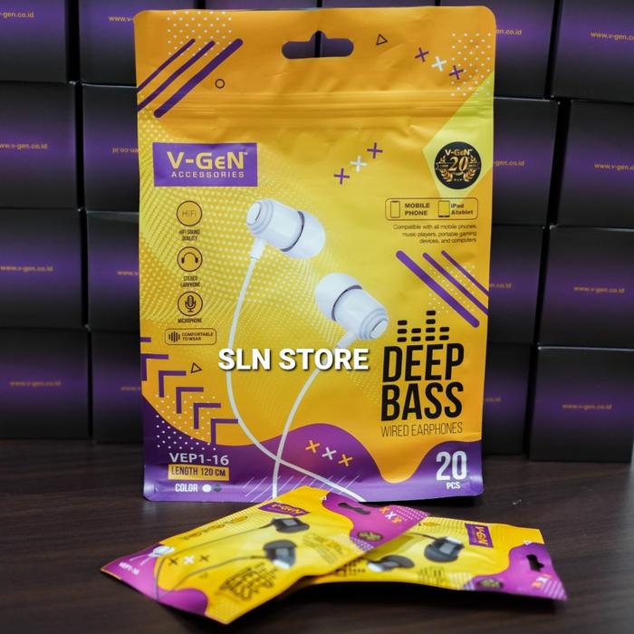 Jual Earphone V-GeN Headset Extra Bass VEP1-16 Handsfree Vgen - Jakarta ...