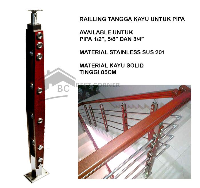 Jual Tiang Railling Tangga Kayu PIPA / Ralling tangga Stainless 201 ...