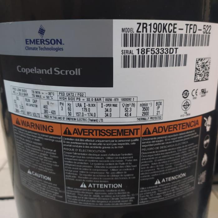 Jual Compressor Copeland Scroll 15pk ZR190KCE-TFD-522 - Jakarta Barat ...