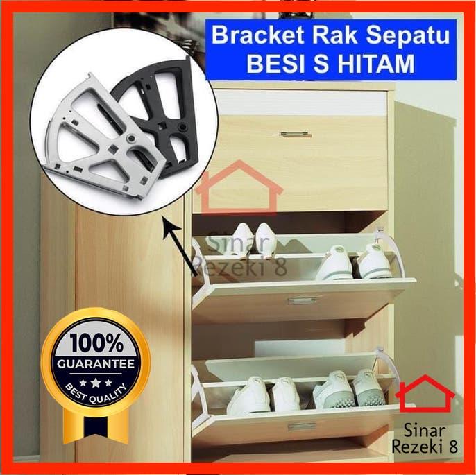 Jual Rak Sepatu Bracket Fitting Engsel Lemari Putar 2 Susun BESI HITAM ...