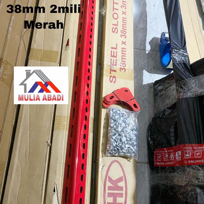 Jual Besi siku lubang 2mili MERAH /besi siku rak 2milix38mmx3meter ...