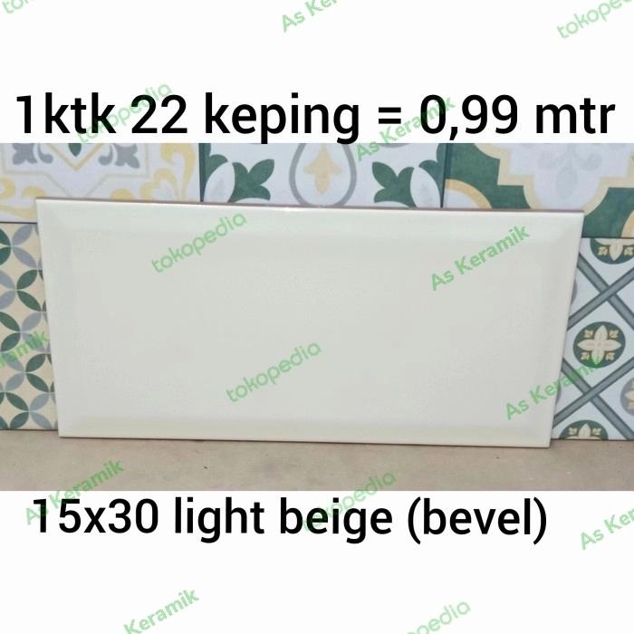 Jual keramik dinding bevel 15x30 (murah) primary light beige / cream ...