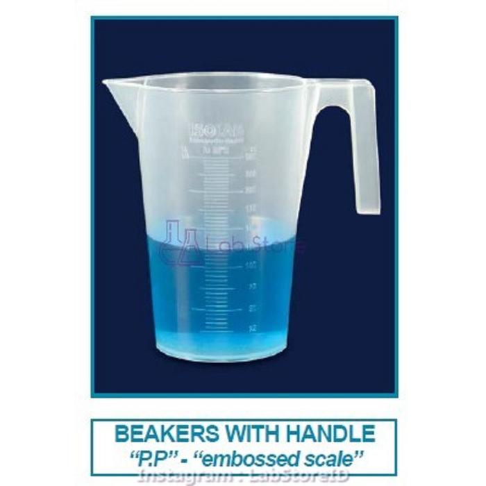 Jual Graduated Pitcher Beaker Handle PP 250 ml Embossed Scale | Isolab ...