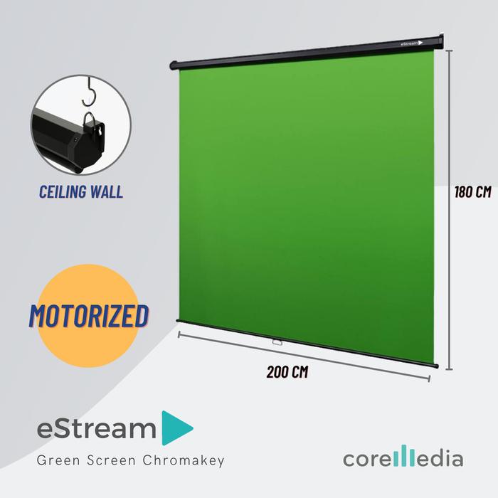 Jual eStream Motorized Mountable & Collapsible Chroma Key Green Screen ...