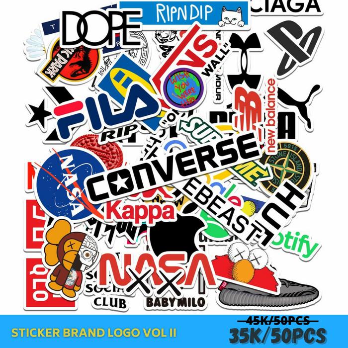 Jual STICKER BRAND LOGO VOL II 50PCS STIKER SKATEBOARD HELM HP LAPTOP ...