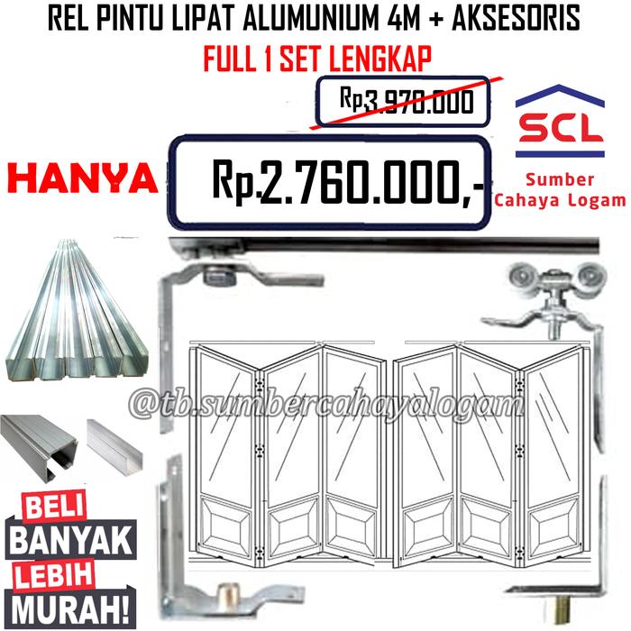 Jual REL PINTU LIPAT ALUMUNIUM 4m BESI KAYU ALUMINIUM RODA GESER ...
