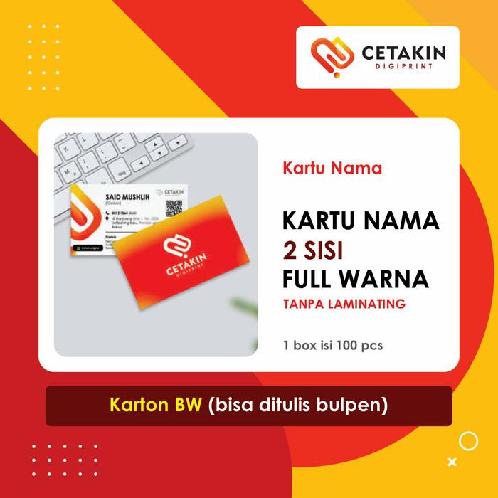 Jual Cetak Kartu Nama 2 Sisi - Karton Bw Di Seller Velvet Store ...