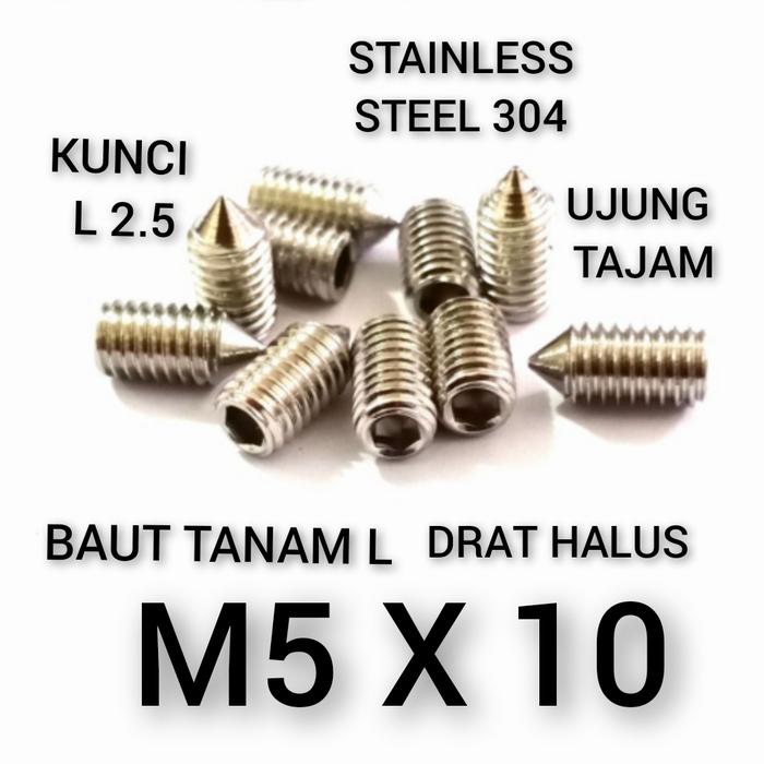Promo 10PCS BAUT TANAM L M5 x 10 SS 304 BAUT TANAM 5mm UJUNG TAJAM ...
