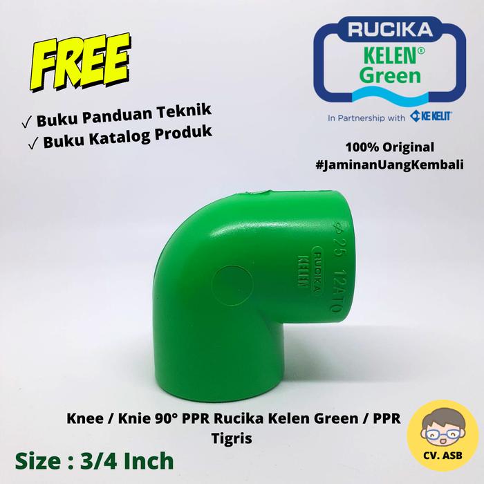 Jual Knee Knie Keni L PPR 3/4" 3/4 Inch 25mm Elbow Rucika Green Tigris ...