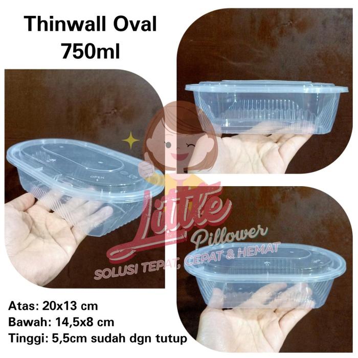 Jual (Thinwall OVAL 750ml bening) / lunch box plastik/ kotak makan ...