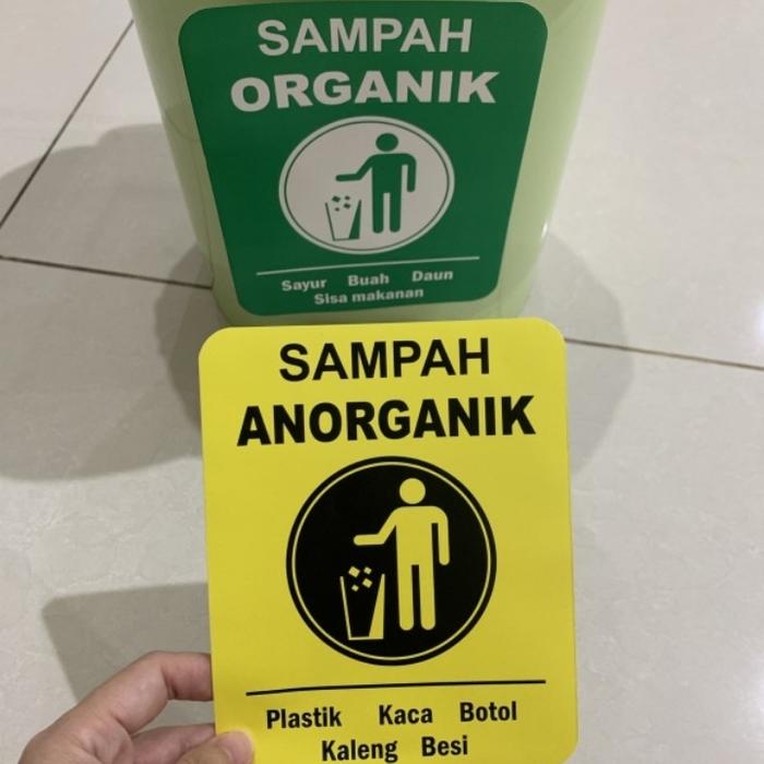 Jual sign stiker indoor gambar sampah organik anorganik recycle mini ...